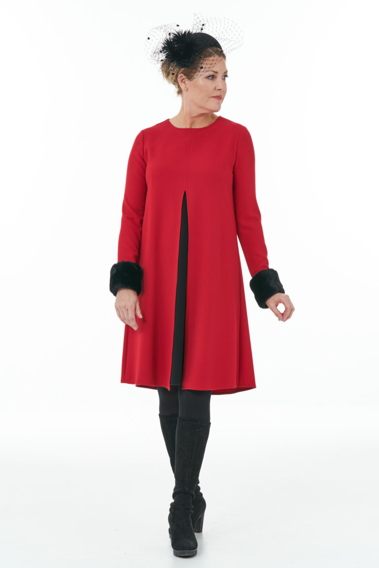 Red & Black Open Front Contrast Dress | Winter Chic Wedding