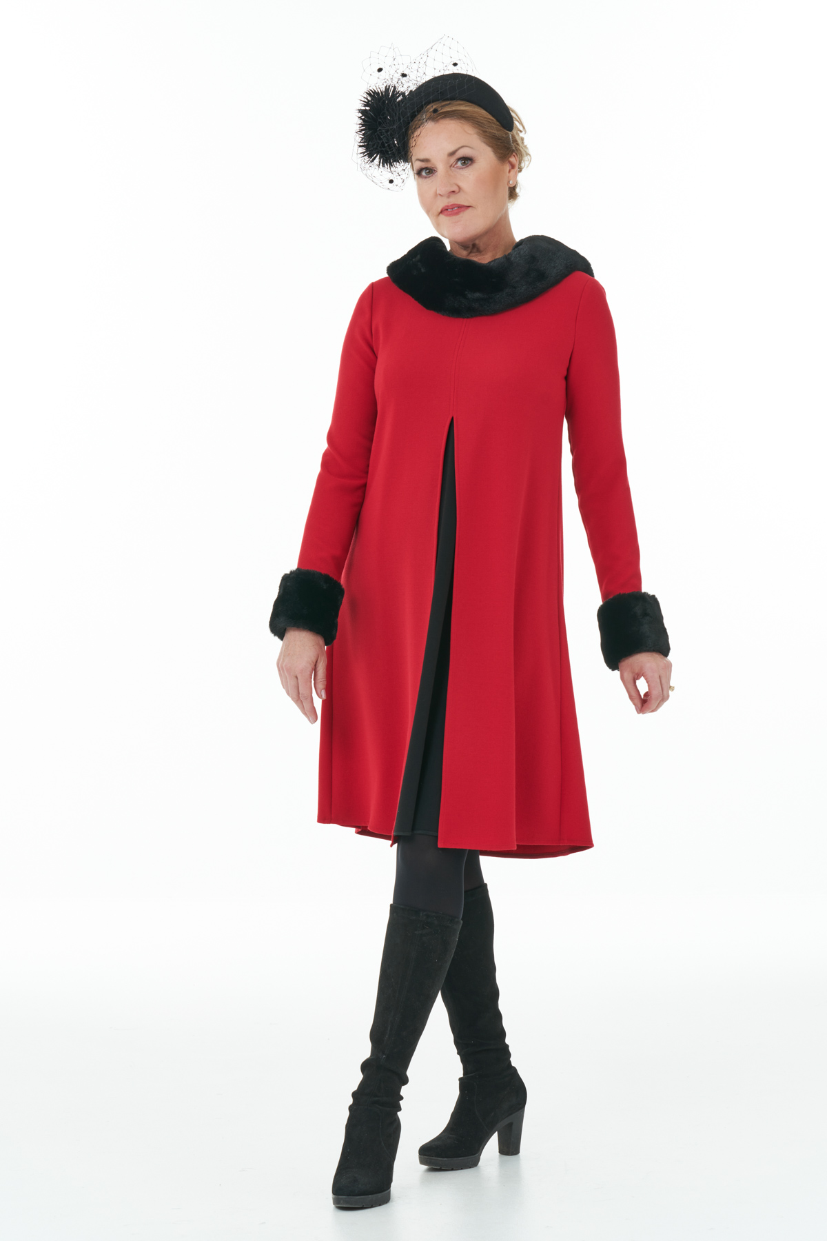 Red & Black Open Front Contrast Dress | Winter Chic Wedding