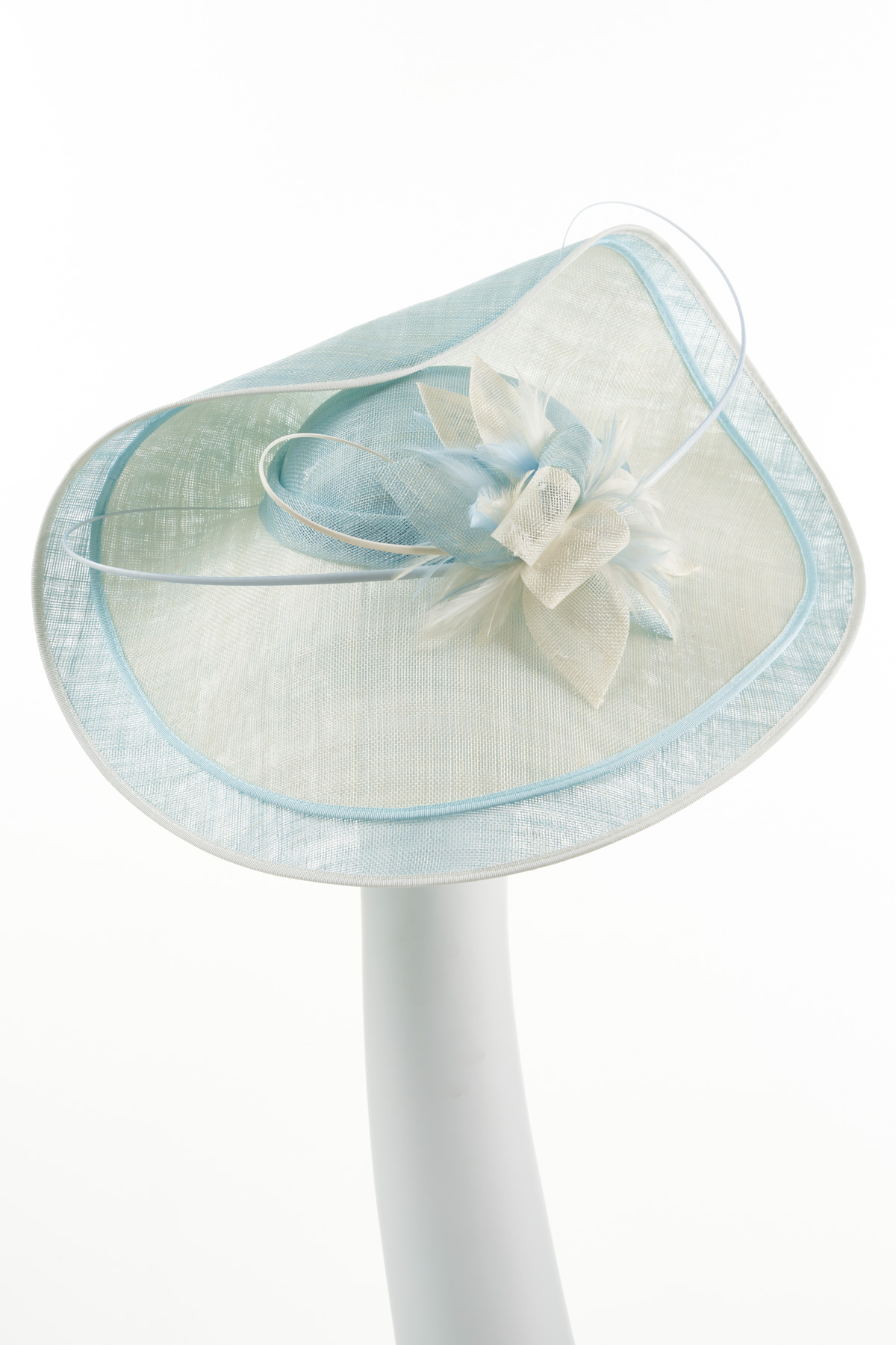 Large Double Brim Hat in Mint & Ivory | Luxury Wedding Hats