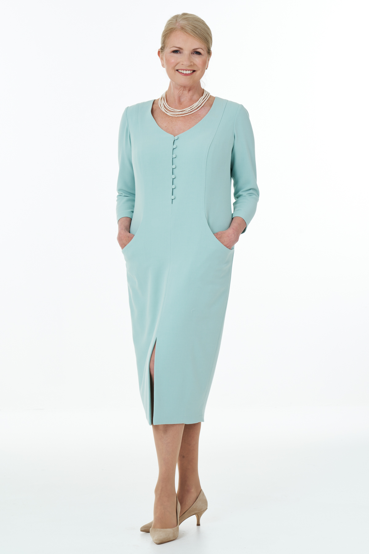 Mint Long Sleeve V-Neck Dress | JYC Signature Wedding Dress