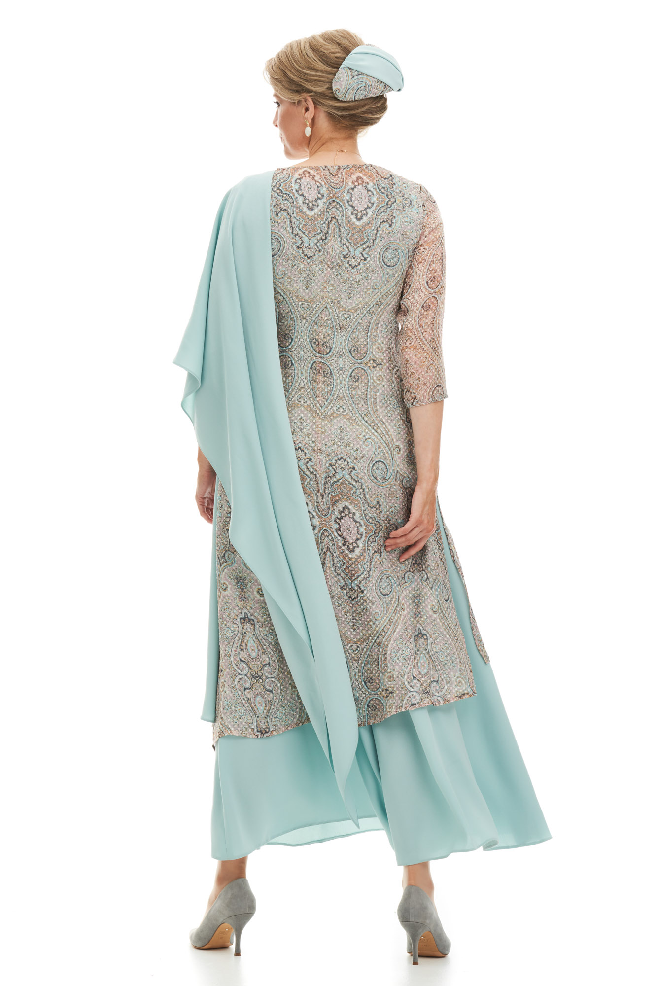 Silk Jacquard Tunic Over Palazzo Pants - Joyce Young