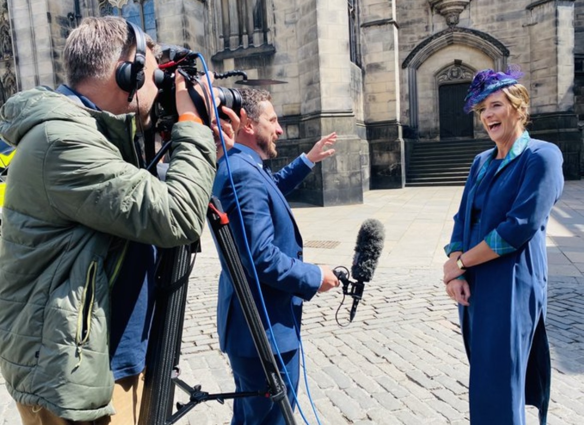 Dame Katherine Grainger presents Elizabeth Sword in Joyce Young Couture
