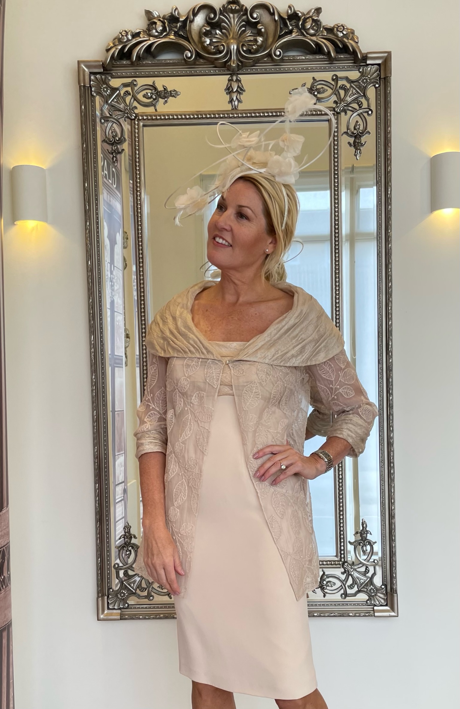 SALE - Straight Silk Dress with Embroidered Organza A line Jacket ...